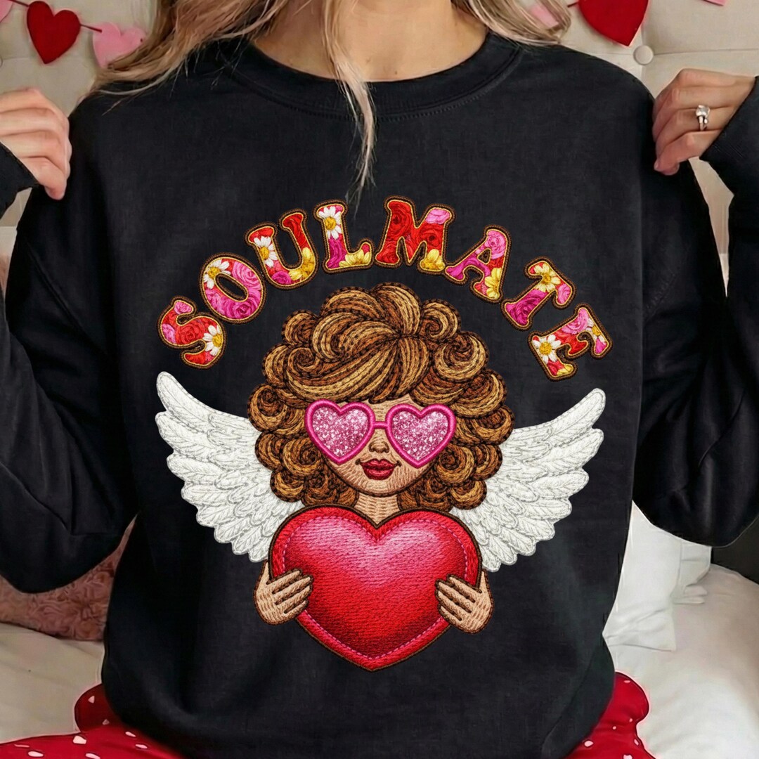 Retro Soulmate Angel Valentine PNG, Vintage Cupid Design, Heart Angel ...