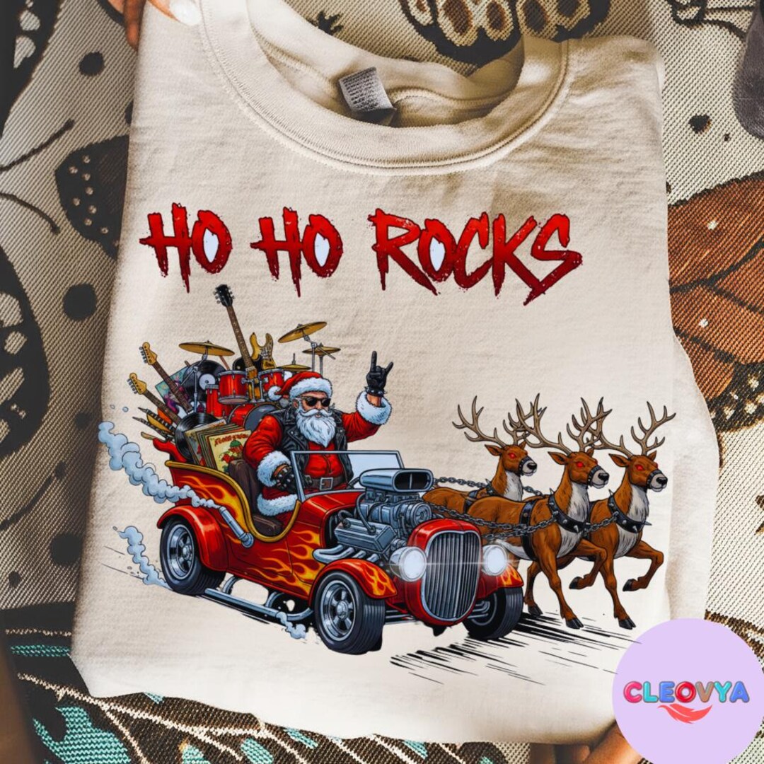 Rock and Roll Santa PNG: Heavy Metal Christmas Sublimation Design ...