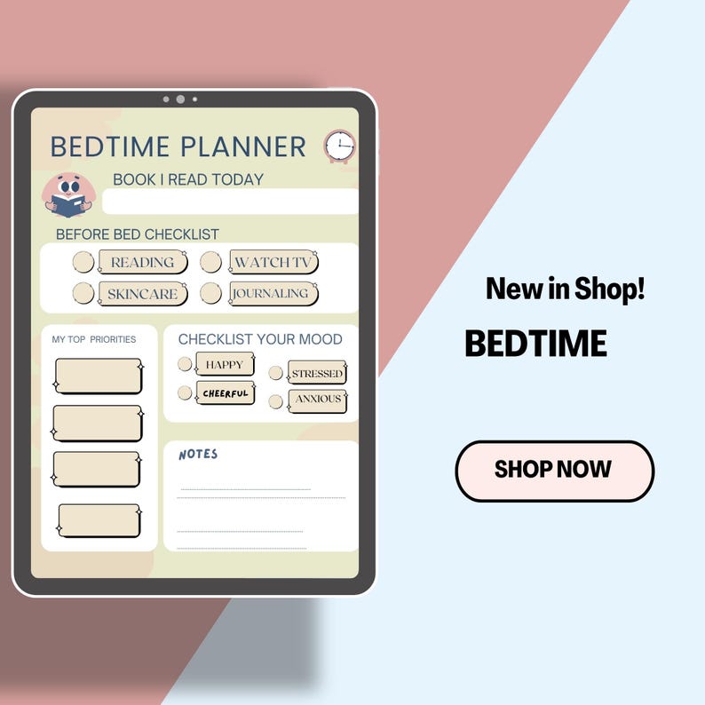 EDITABLE BEDTIME Planner for Kids | Printable Night Routine Chart ...