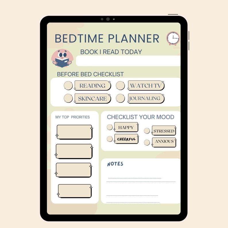 EDITABLE BEDTIME Planner for Kids | Printable Night Routine Chart ...