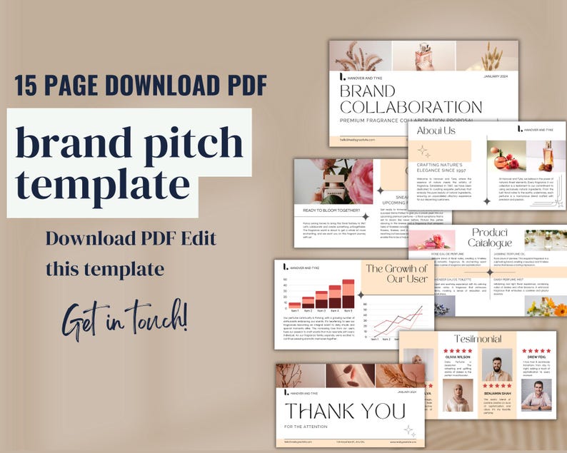 Modern Brand Pitch Deck Template: Canva Editable Slides (digital ...