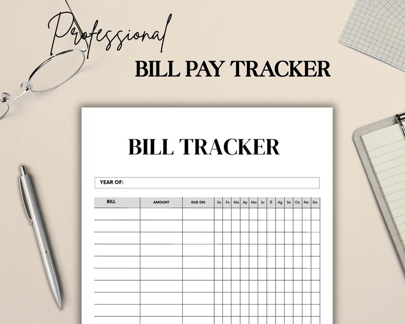 Printable Monthly Bill Tracker: Finance Planner (PDF Download A4/a5 ...