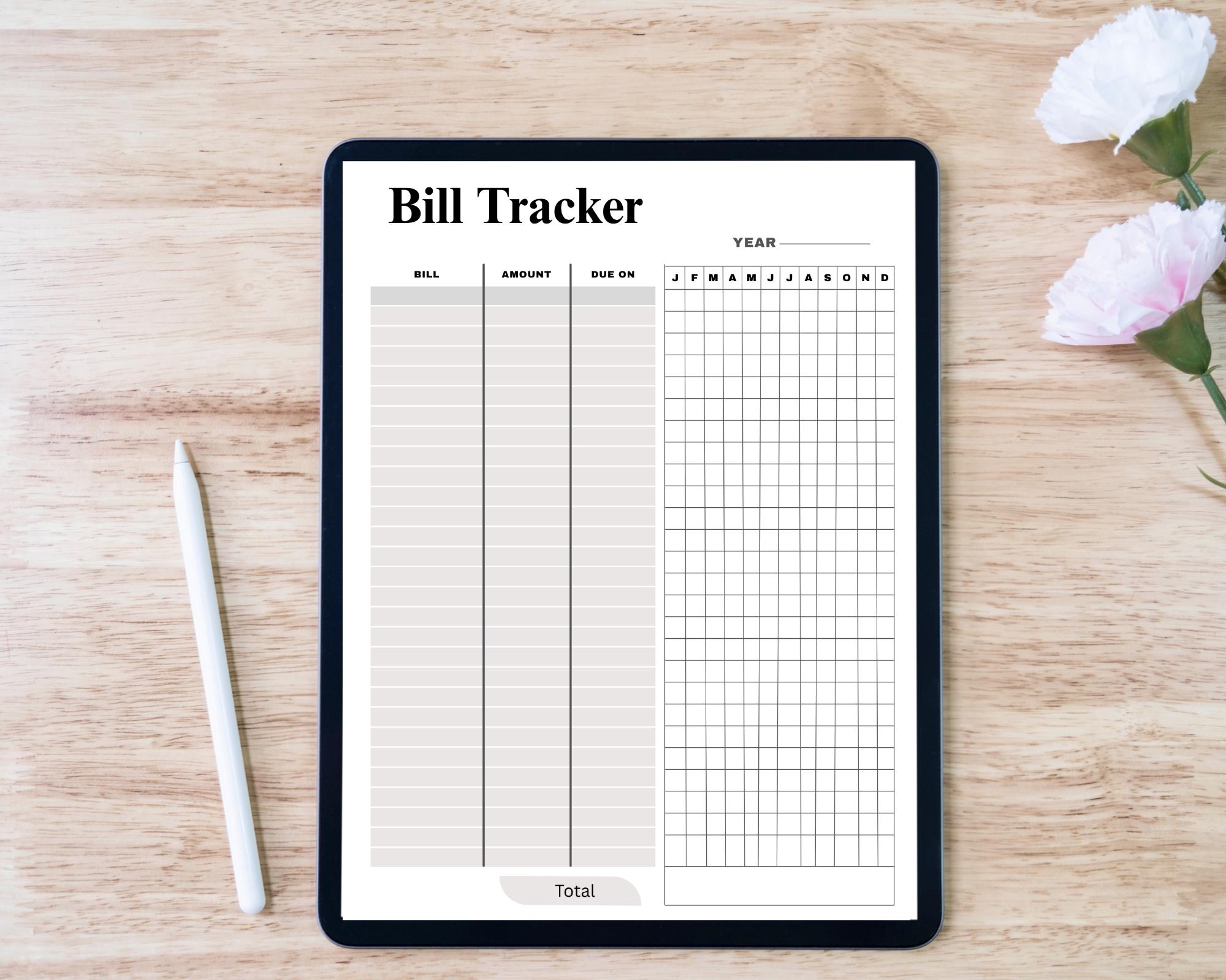Printable Bill Tracker Planner: Excel-inspired Finance Management (PDF ...