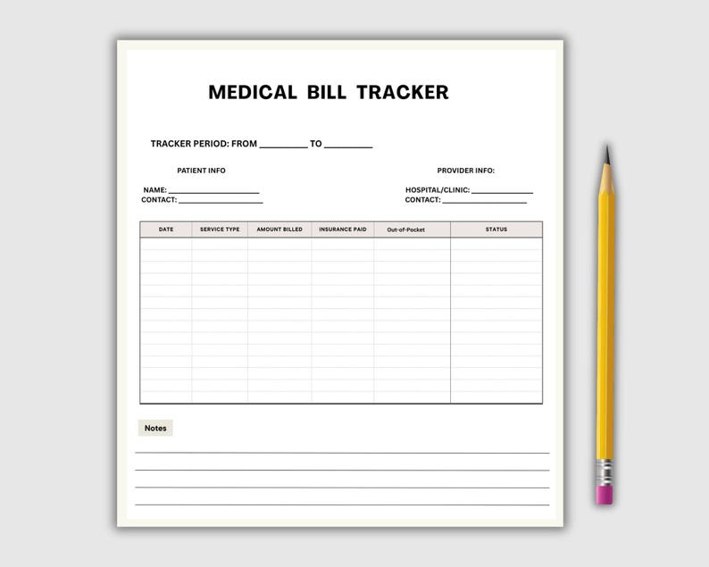 Medical Bill Png | Medical Bill Tracker | Monthly Bill Tracker ...