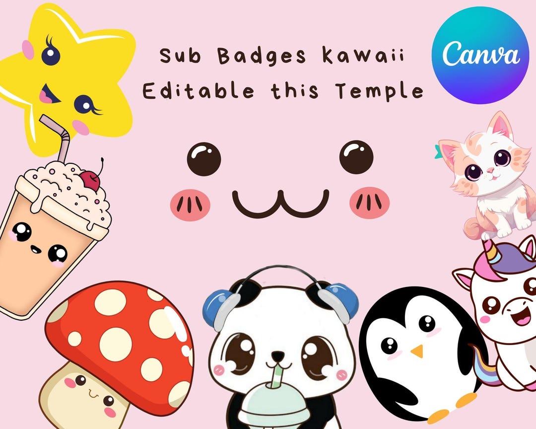 Kawaii Sub Badges | Cute Twitch Subscriber Badges | Digital Download ...