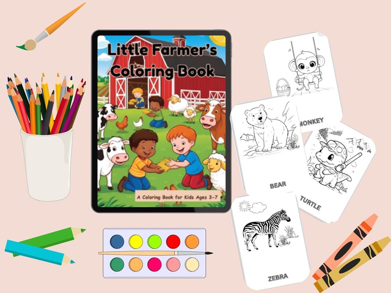 A Farm Animal Coloring Book/25 Pages/color Book Coloring/digital ...