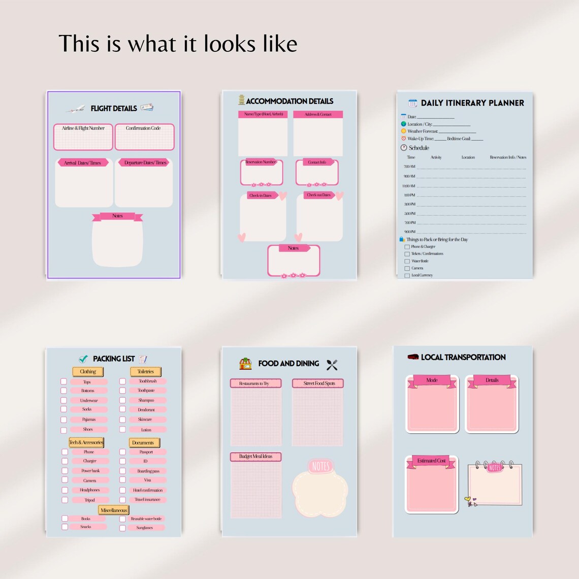 Editable 7-day Trip Planner | Printable Travel Itinerary | Canva ...
