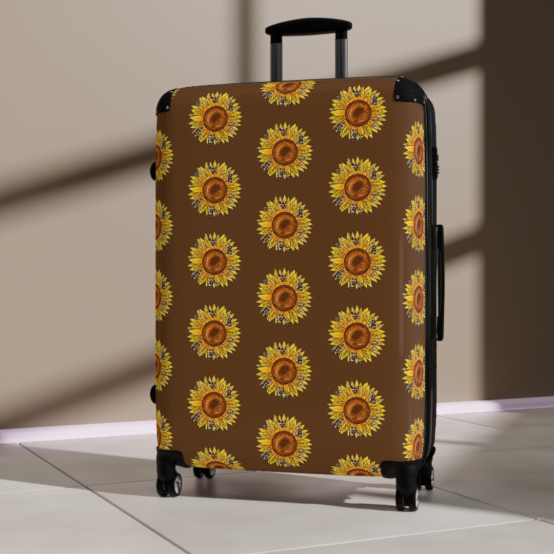 Personalized Sunflower Print Suitcase, Travel Luggage, Floral Carry-on ...