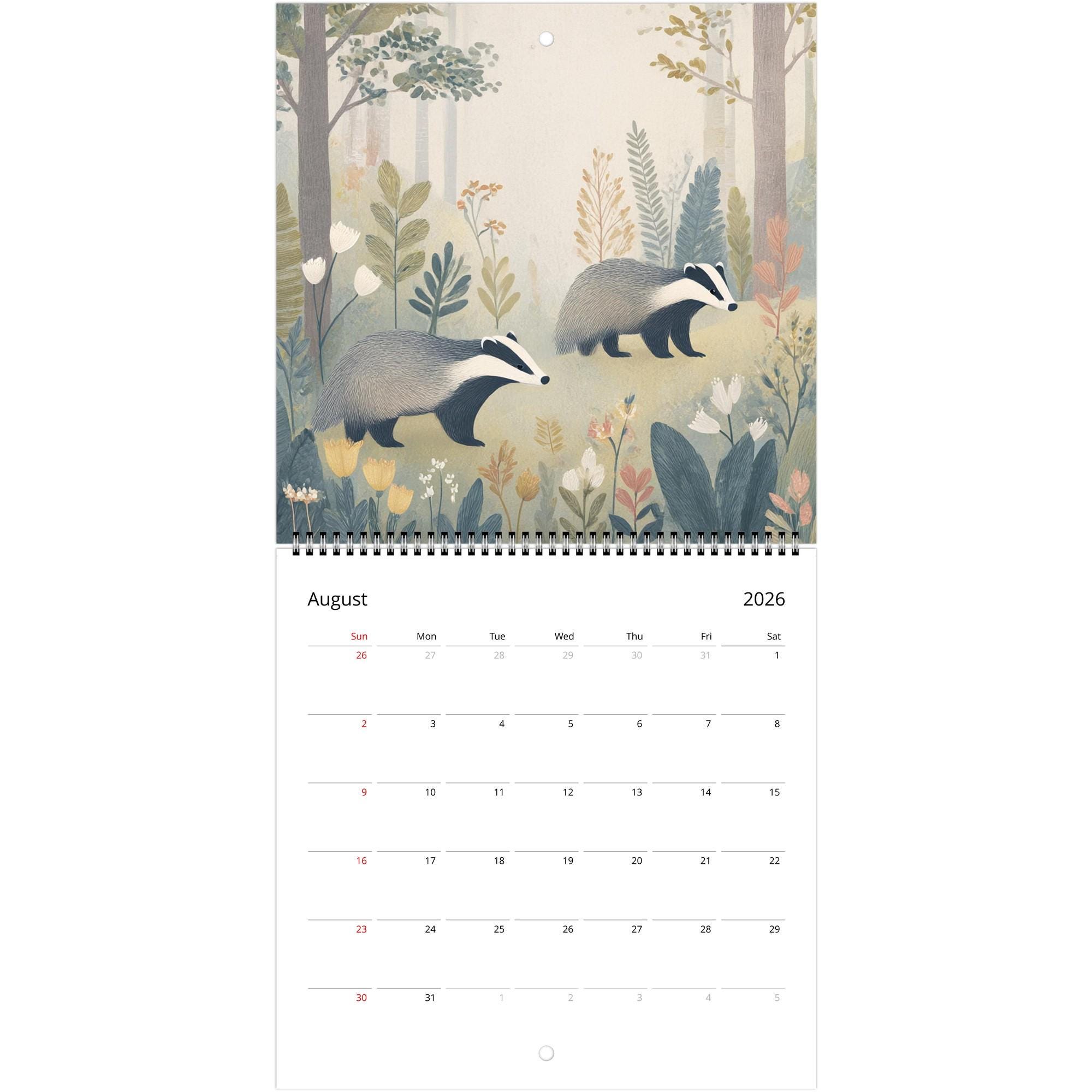 2026 Folk Art Calendar - Earthy Tones, Woodland Creatures Design ...
