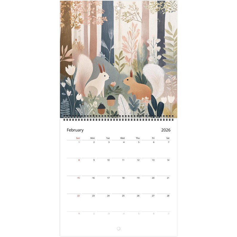 2026 Folk Art Calendar - Earthy Tones, Woodland Creatures Design ...