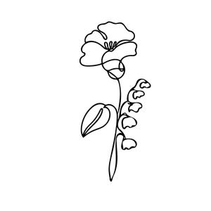 Custom Birth Flower Tattoo Design – Personalized Fine Line Floral ...