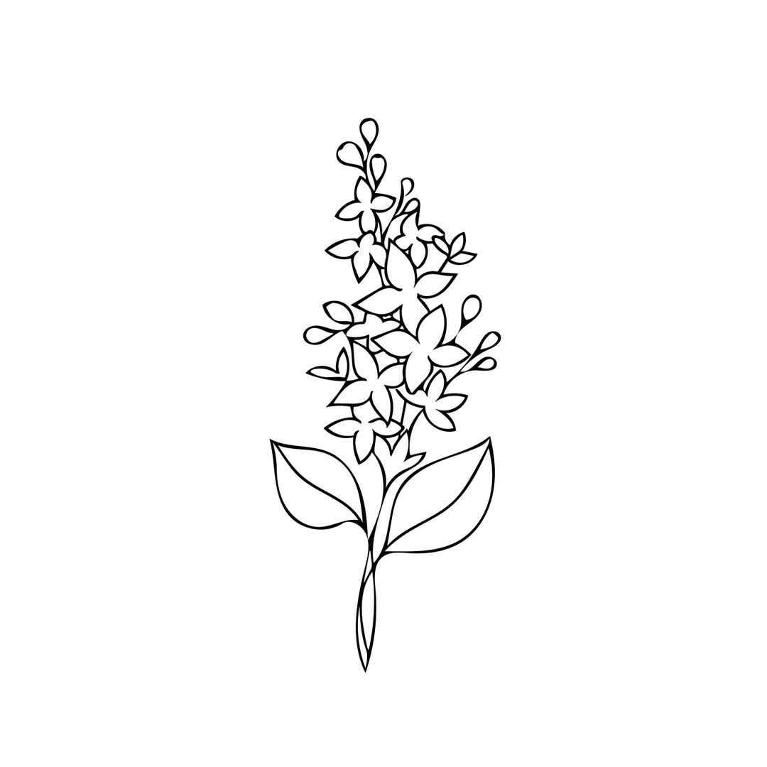 Lilac Tattoo Design Line Art, Small Tattoo Floral Design Minimalist ...