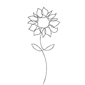 Sun Flower Tattoo Design, Floral Line Art Simple Minimalist Fine Line ...