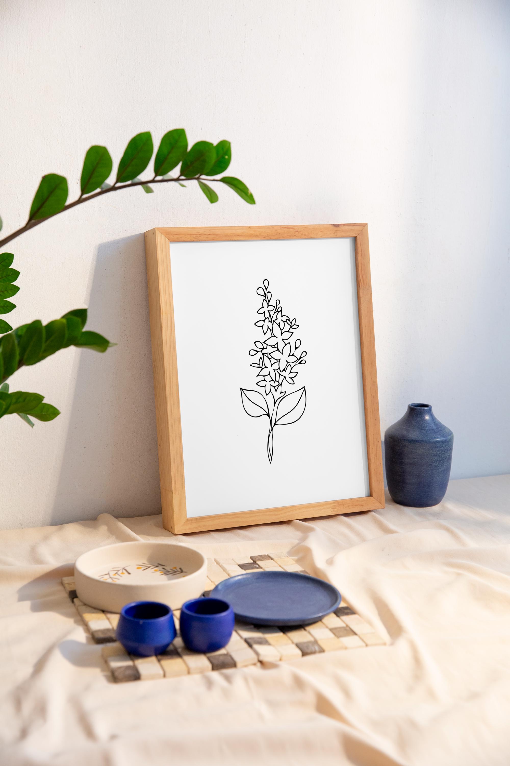 Lilac Tattoo Design Line Art, Small Tattoo Floral Design Minimalist ...