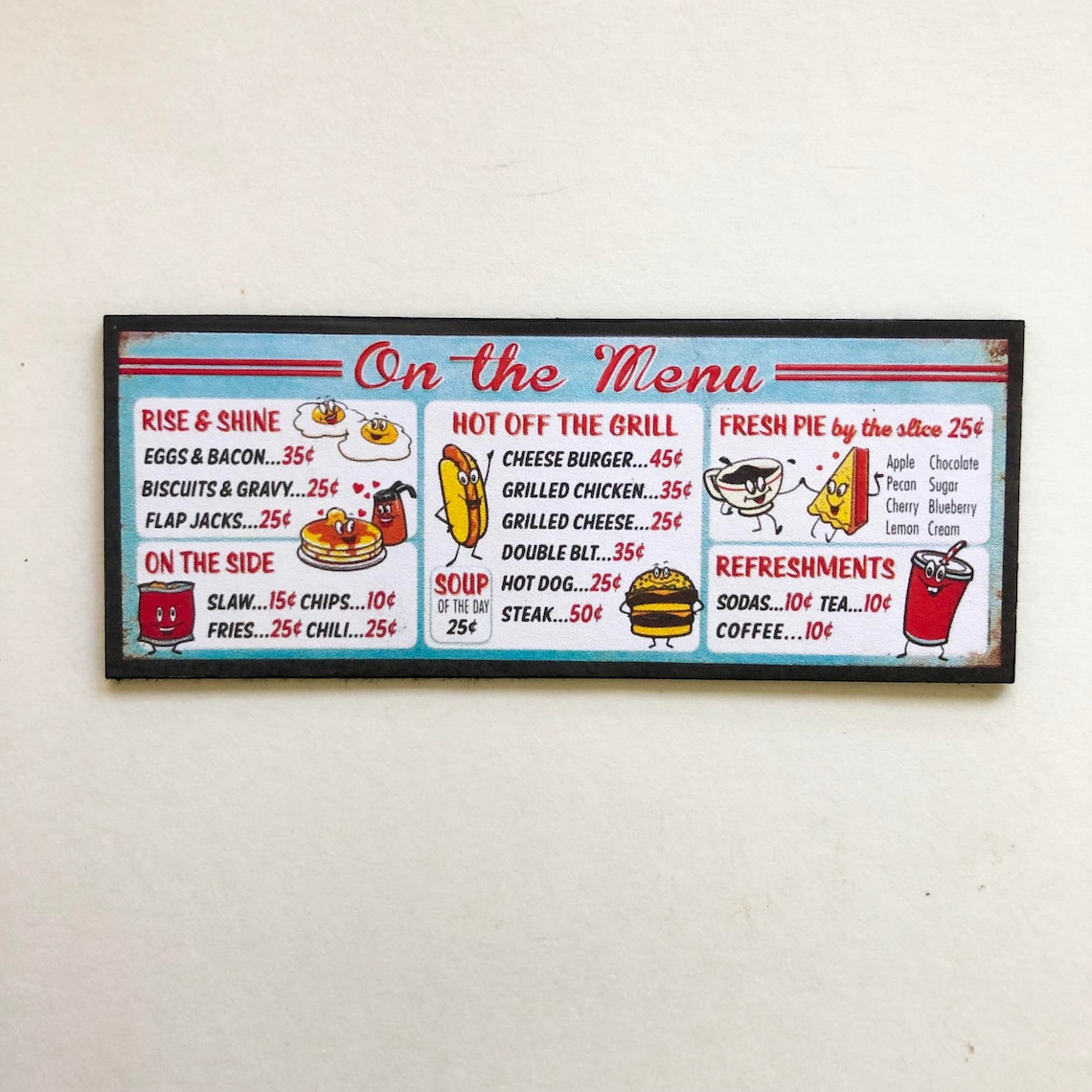 Miniature Scale Vintage Retro Look Restaurant Menu Signs - Etsy