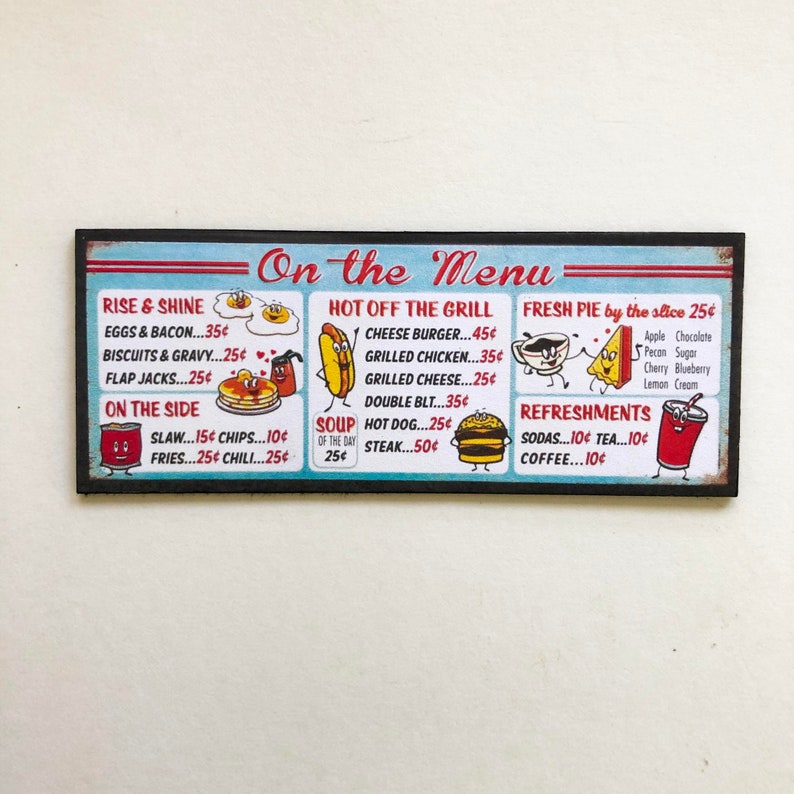 Miniature Scale Vintage Retro Look Restaurant Menu Signs - Etsy