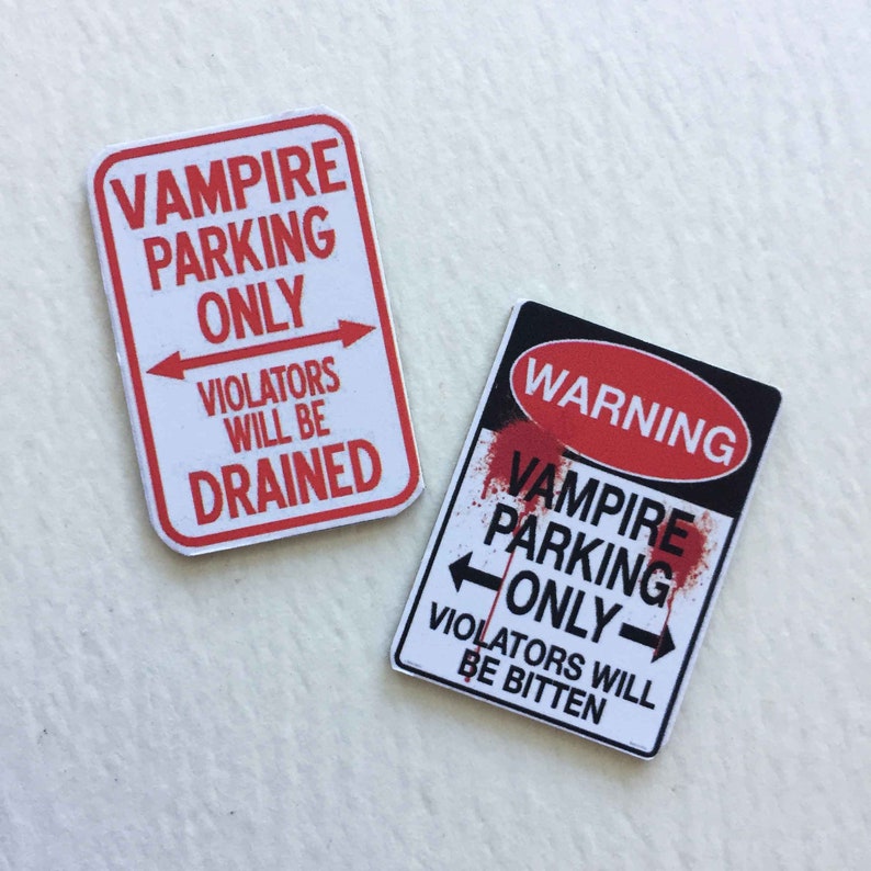 1:12 Scale Miniature Vampire Parking and Warning Paper Signs - Etsy