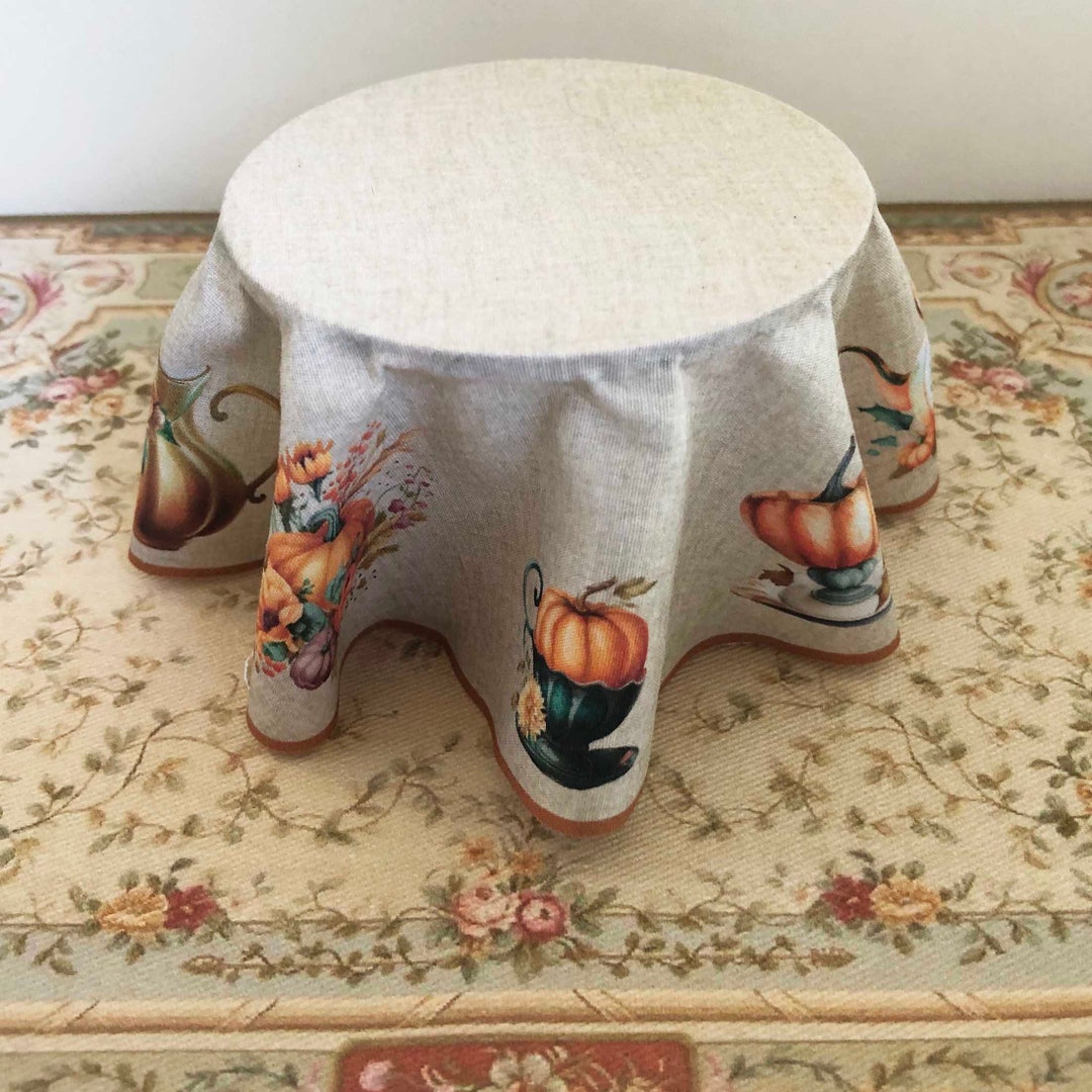 Autumn Tea Party Miniature Skirted Round Table 1/24 and 1/12 Scale - Etsy