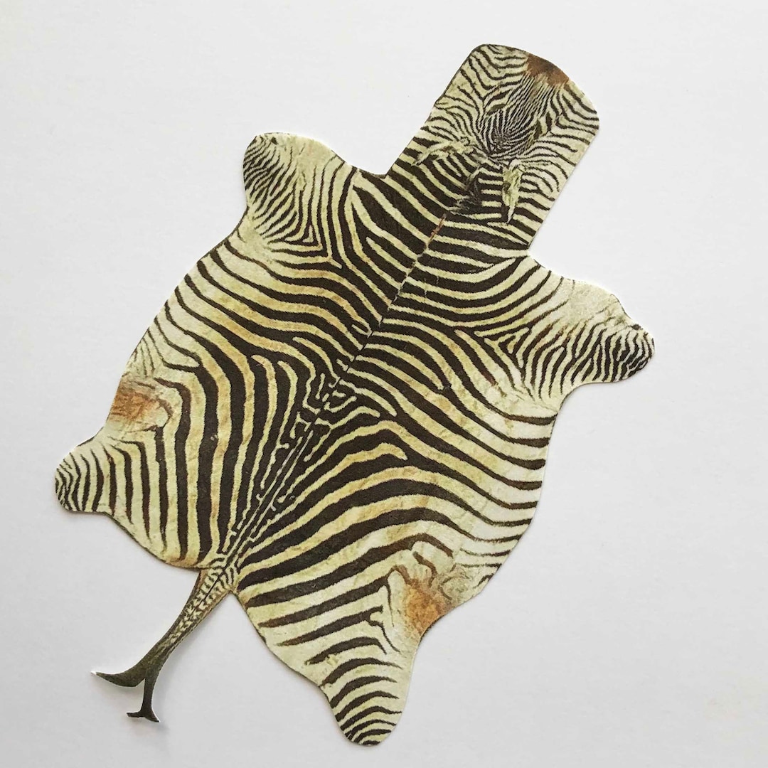 Miniature Faux Zebra Hide Velvet Paper Rug for Dollhouse in 1:12 or ...