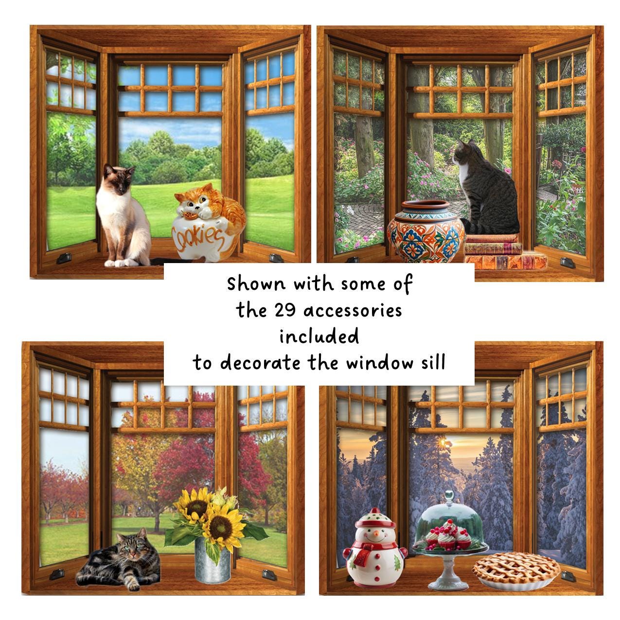 Dollhouse Miniature Bay Window With Seasonal Views and Accessories ...