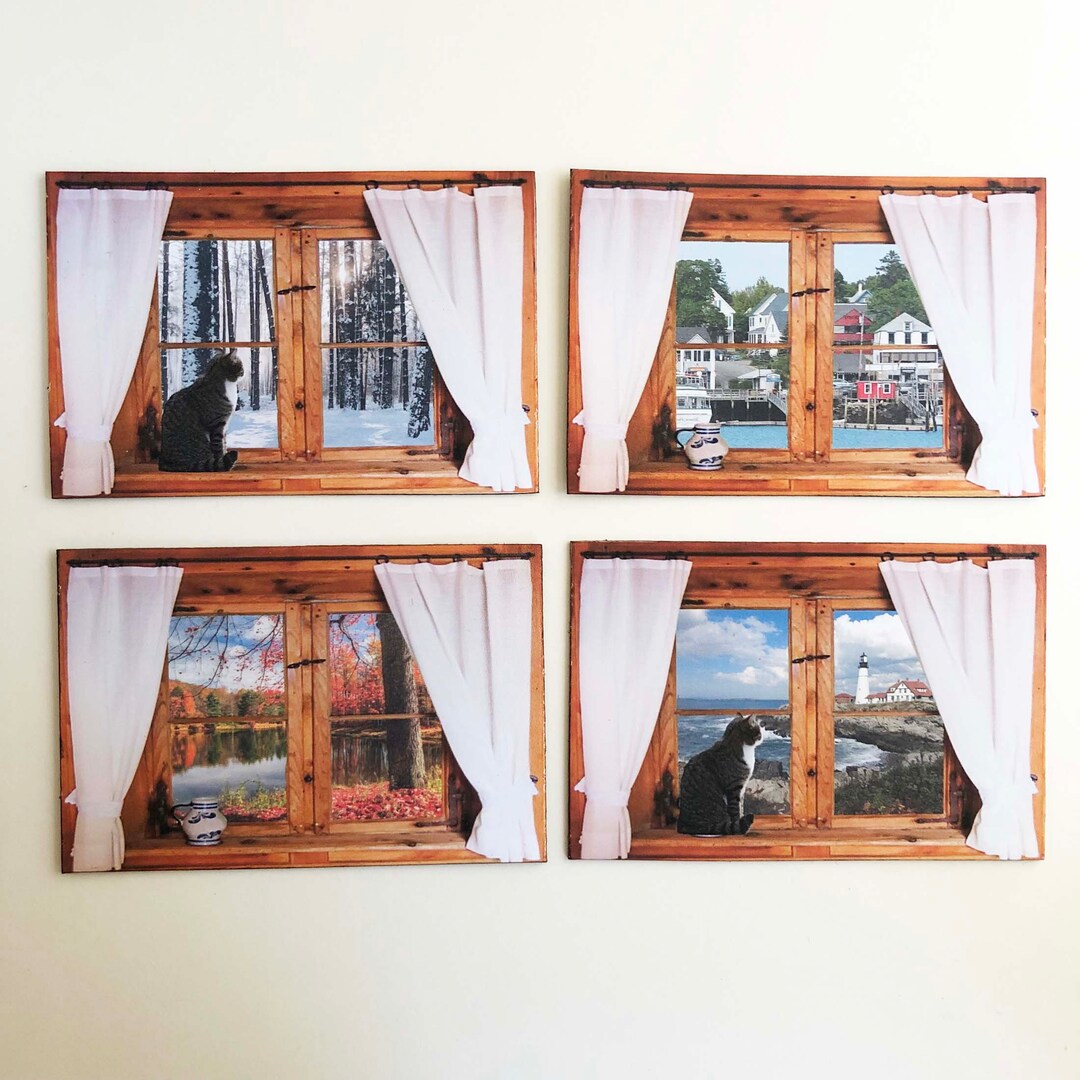 Miniature PAPER Faux Curtained Windows With Your Choice of View in ...