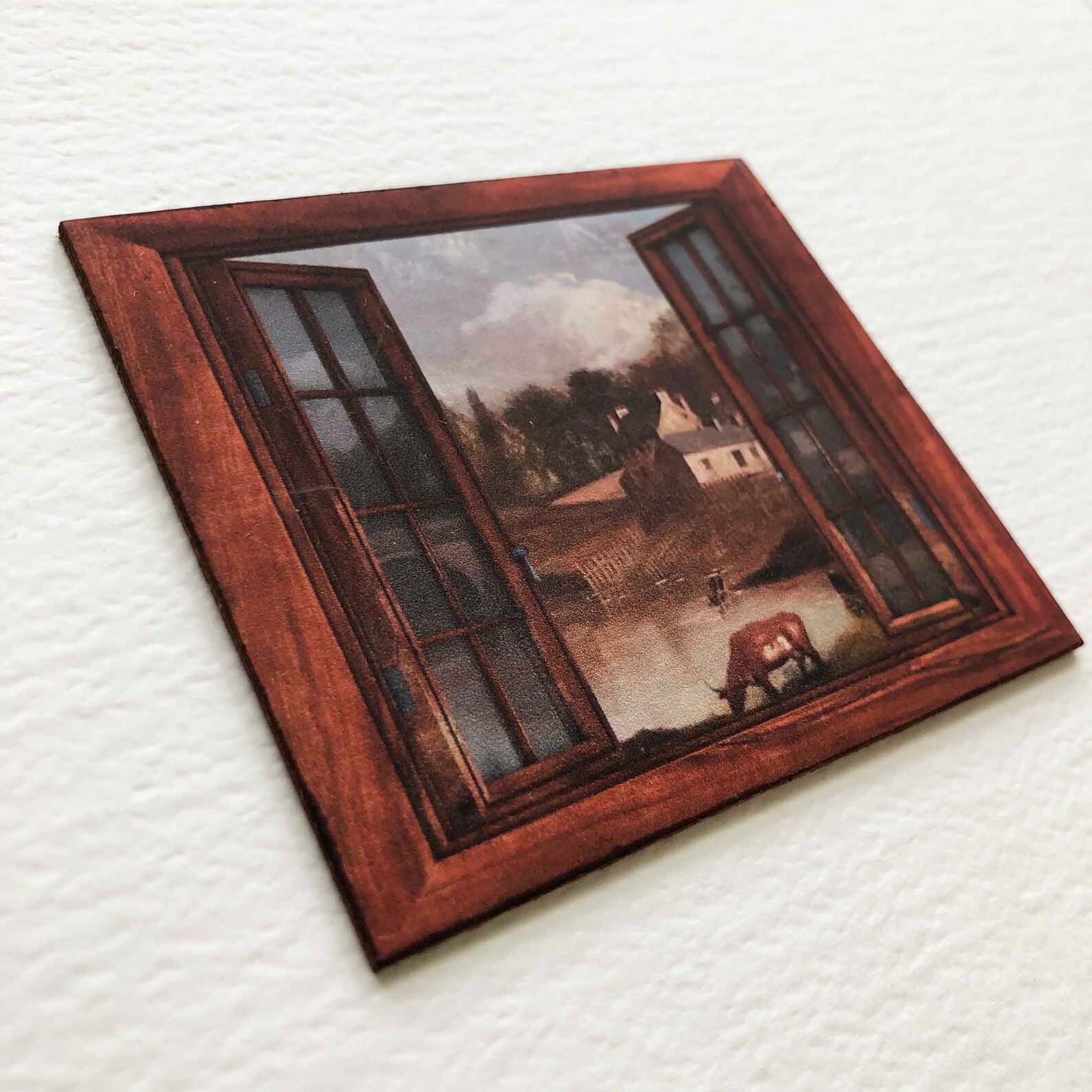 Faux Paper Miniature Manor House Window With View of 18th Century ...