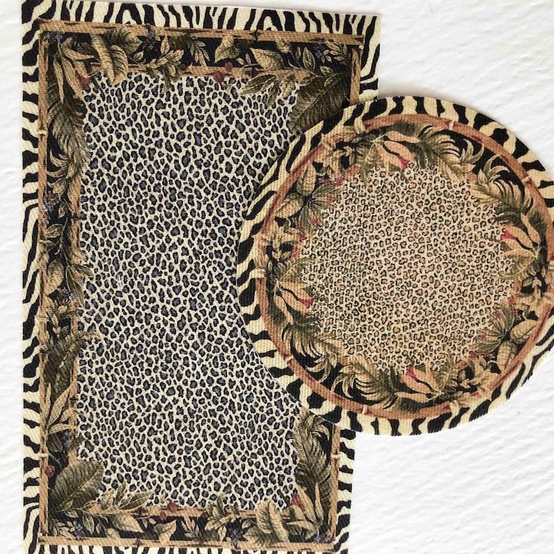 Miniature Rug Exotic Jungle Leopard and Zebra Animal Motif - Etsy
