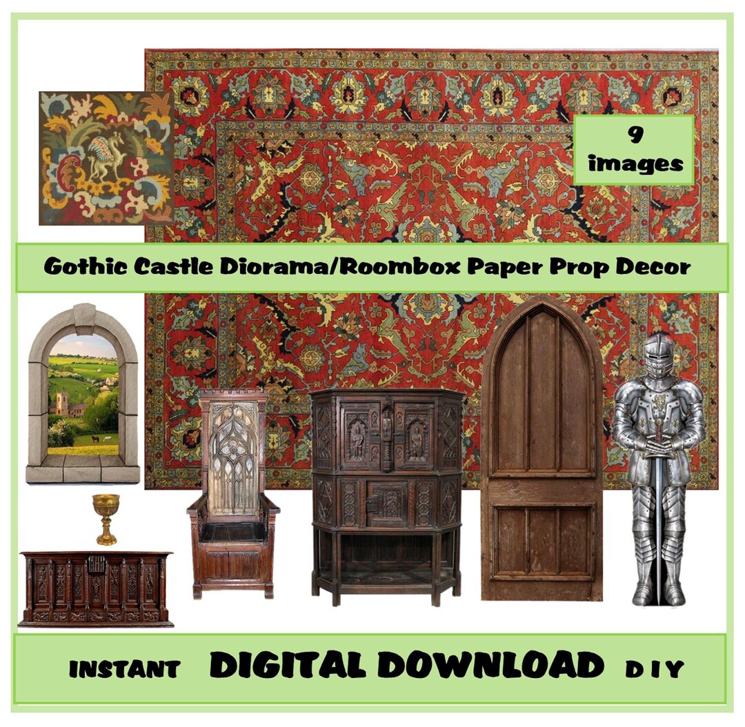 Gothic Castle Decor DIY Printable Props 9 Pieces in 1:12 Scale - Etsy