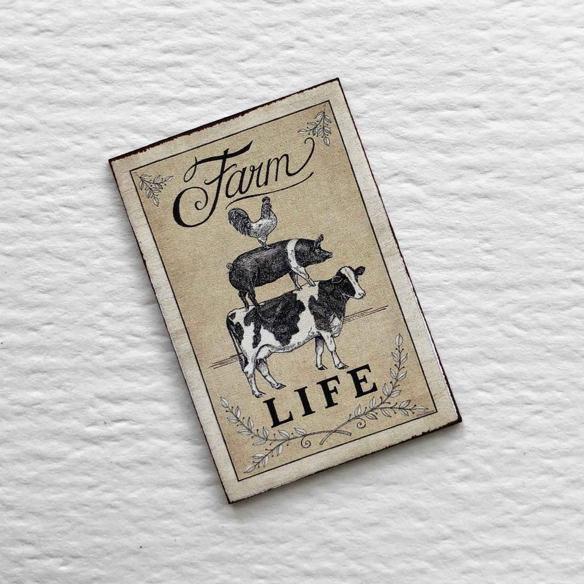 Miniature Vintage Look Farm Life Sign With Chicken Pig and Cow - Etsy