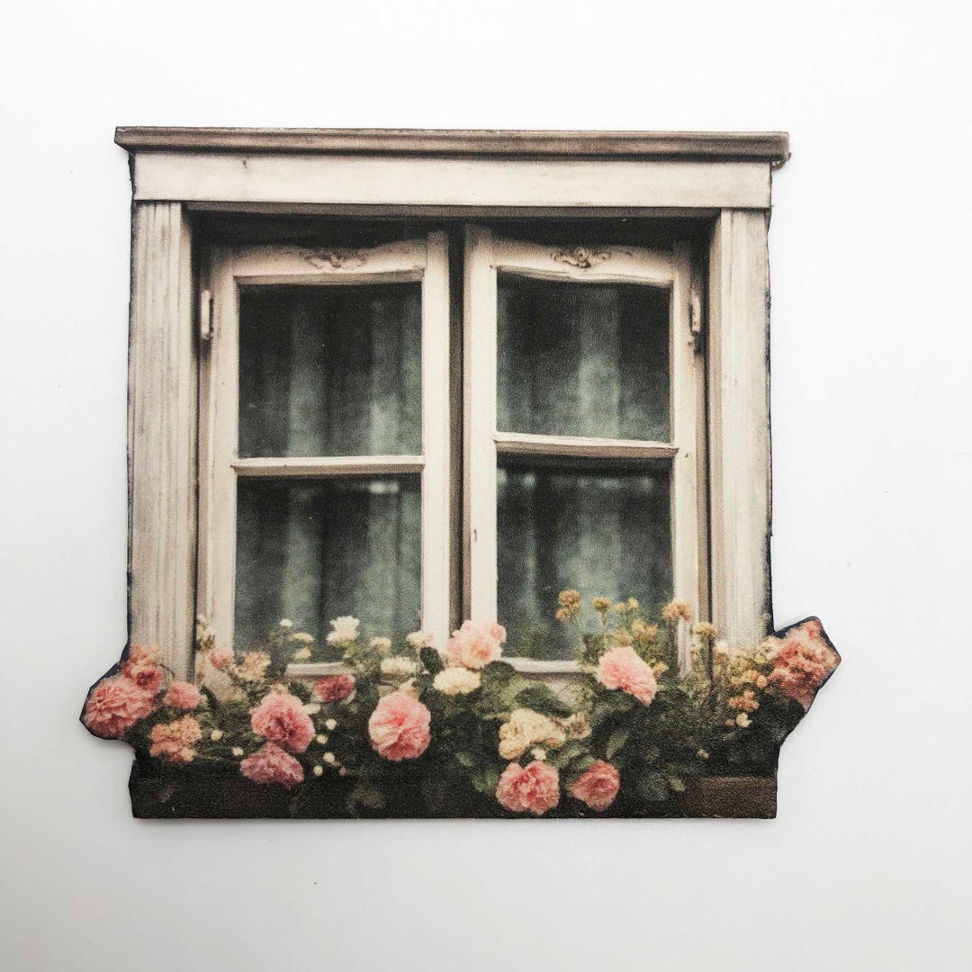 Miniature PAPER Exterior Window With Roses in Window Box - Etsy