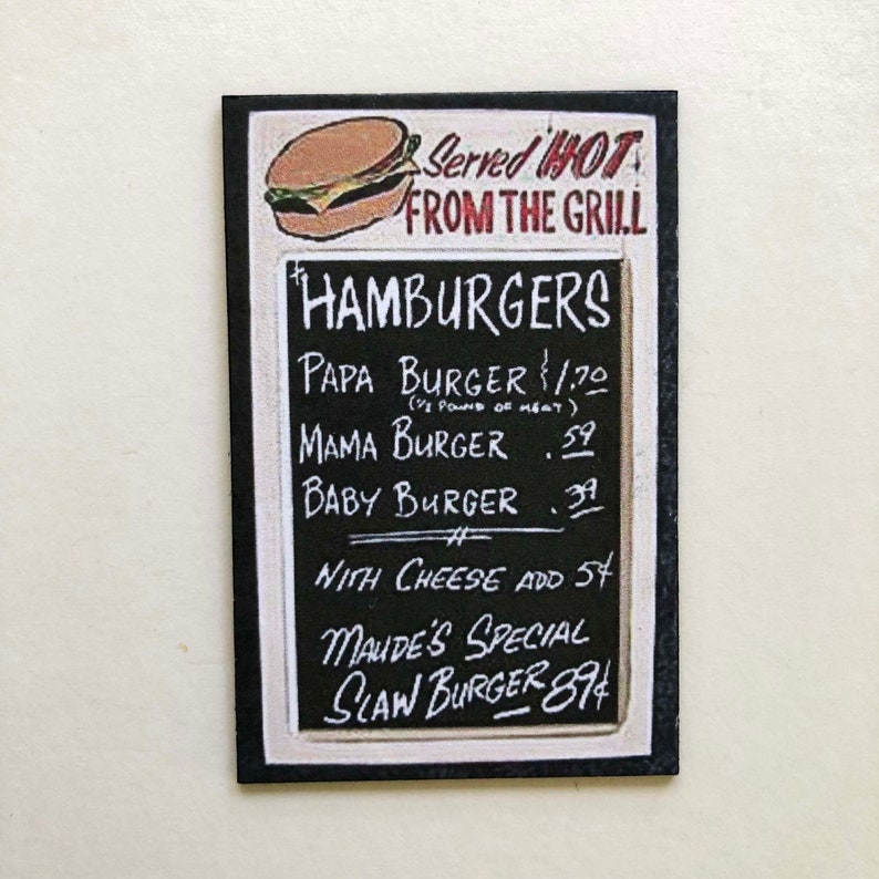 Miniature Scale Vintage Retro Look Restaurant Menu Signs - Etsy