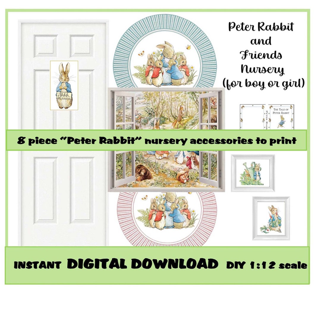 Dollhouse Miniature PRINTABLE Digital DOWNLOAD Peter Rabbit Themed ...