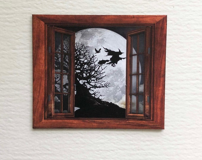 Faux Miniature Paper Prop Open Window With View of Witch - Etsy