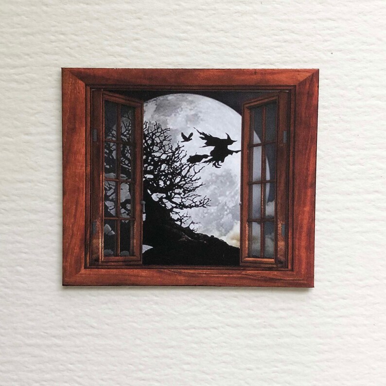 Faux Miniature Paper Prop Open Window With View of Witch | Etsy
