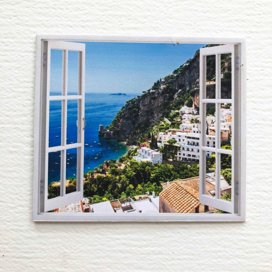 Faux PAPER Miniature White Open Window With View of the Amalfi Coast - Etsy