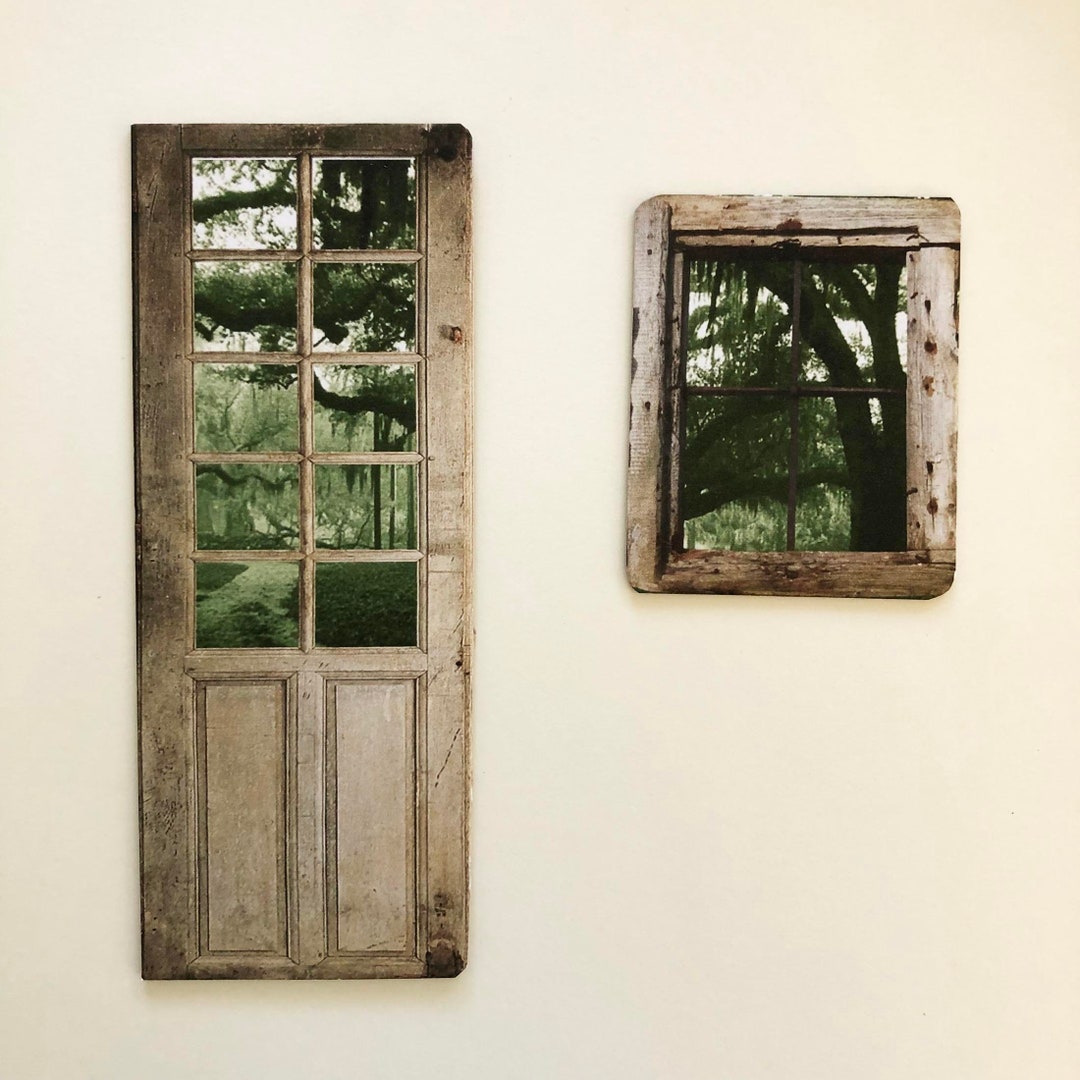 Rustic Door and Window With Gloomy View of Spooky Moss Draped Trees ...