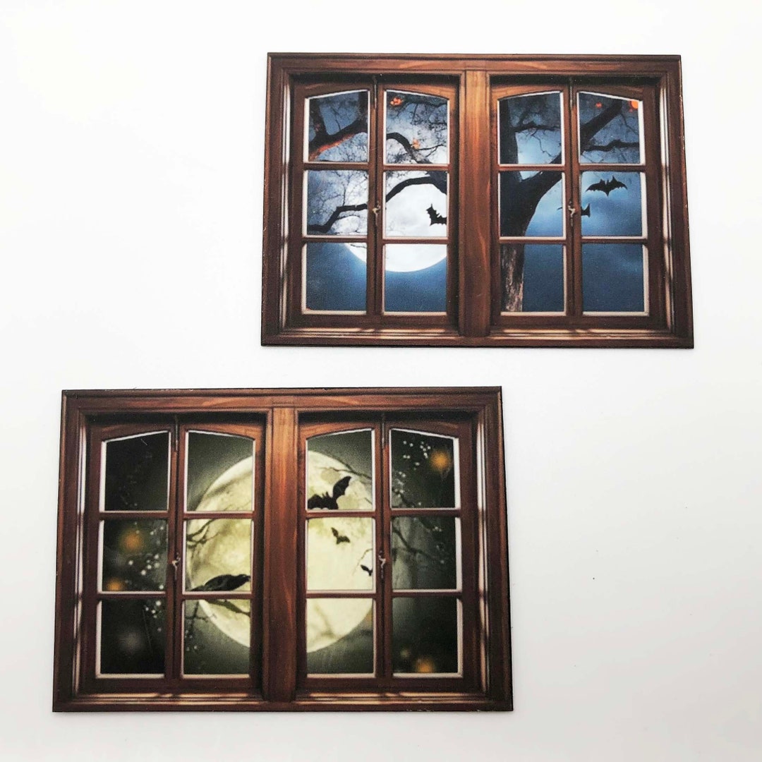 View of Bats Flying in Moonlit Sky PAPER Miniature Window - Etsy