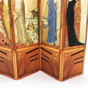 Art Deco Ladies on Dollhouse Miniature PAPER Dressing Screen or Room ...