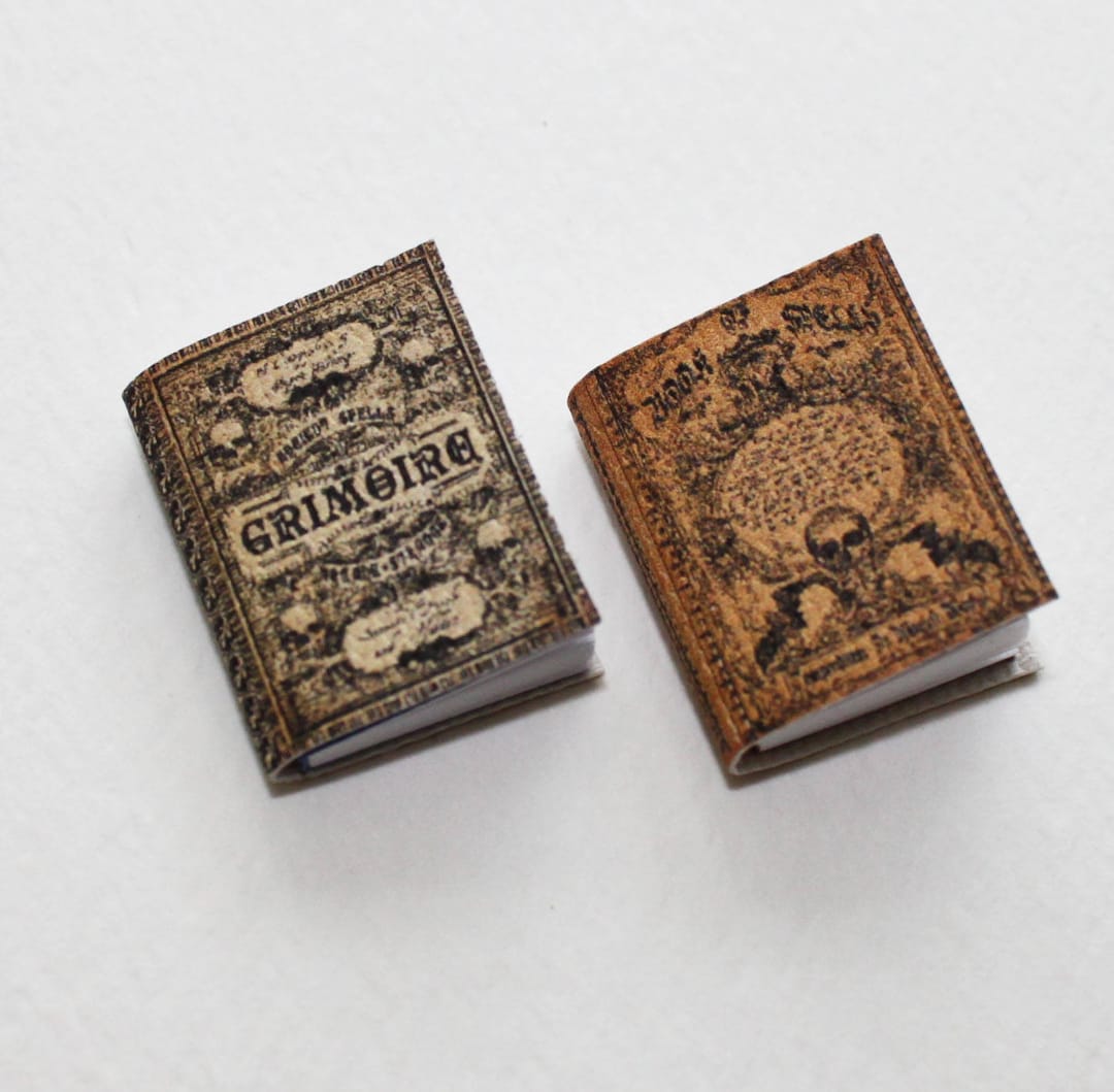 Pair of Miniature Spell Books Magic Books in 1:12 Scale for Dollhouse ...