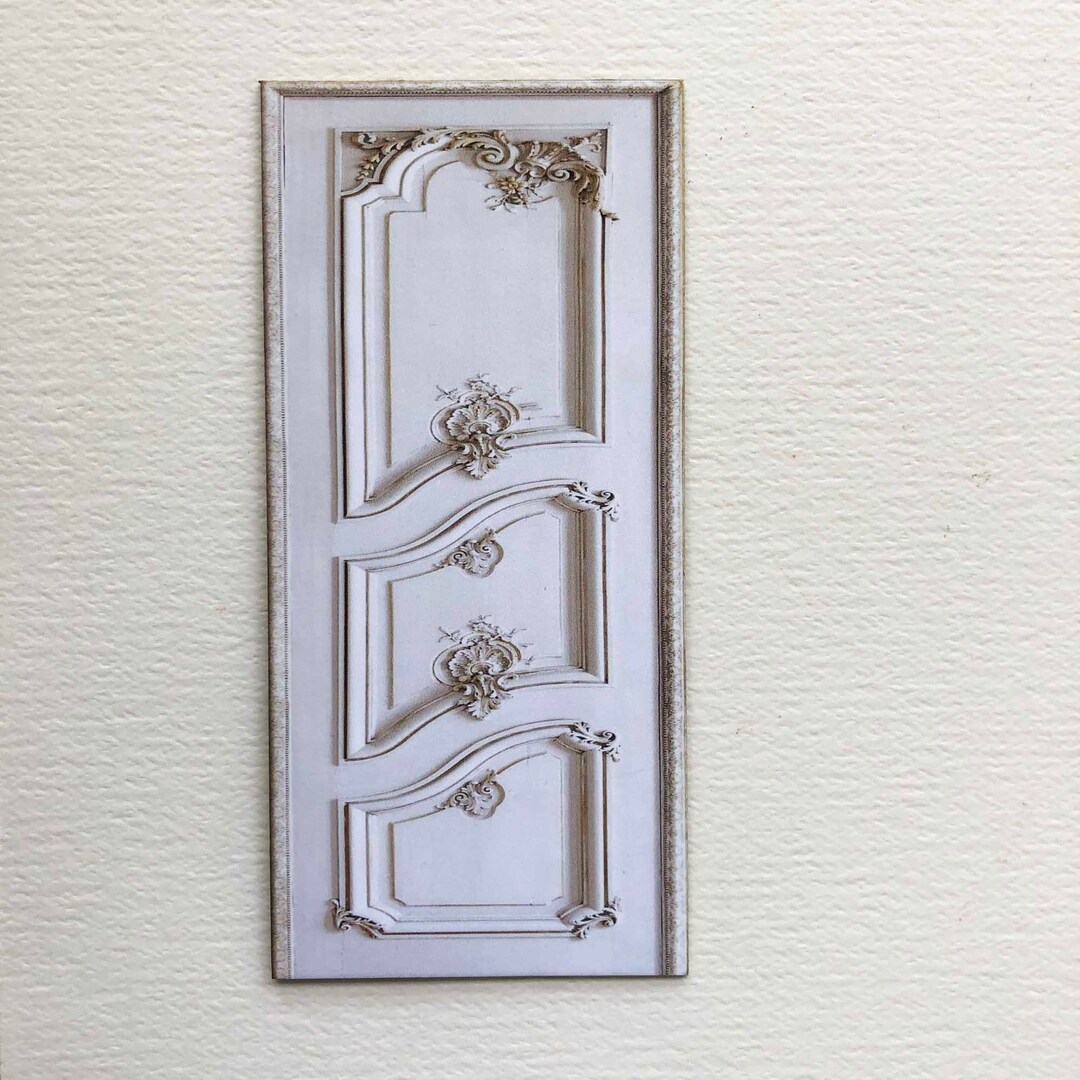Miniature Ornate White Faux Prop PAPER Door in 1:12 Scale or Half Scale ...