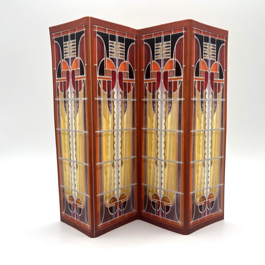 Miniature Art Deco PAPER Room Divider: Faux Stained Glass, 1/12 or 1/24 ...