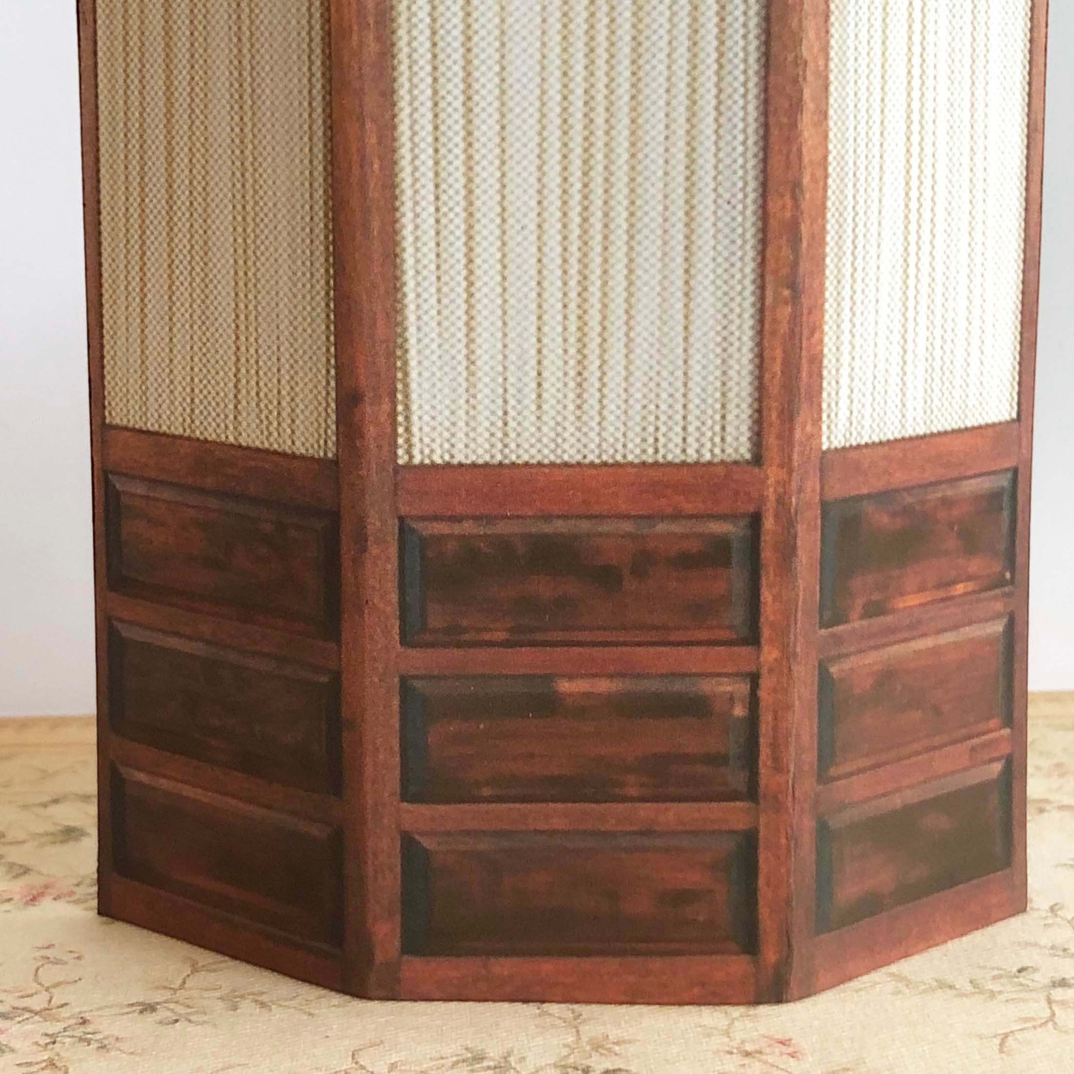 Miniature English Dressing Screen Room Divider Wood Look Antique PAPER ...