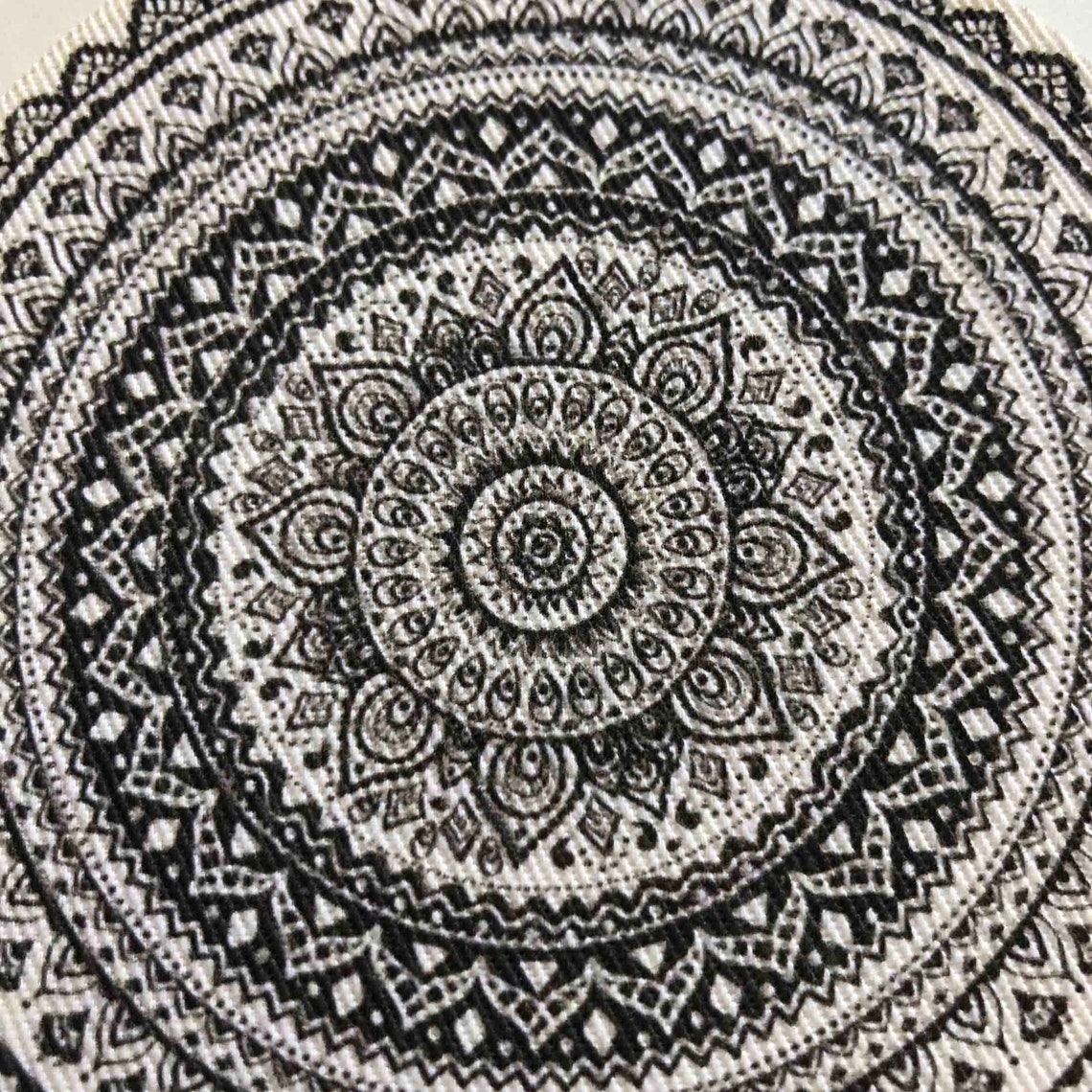 Miniature Mandala Round Rug in Black and off White in Several Scale ...