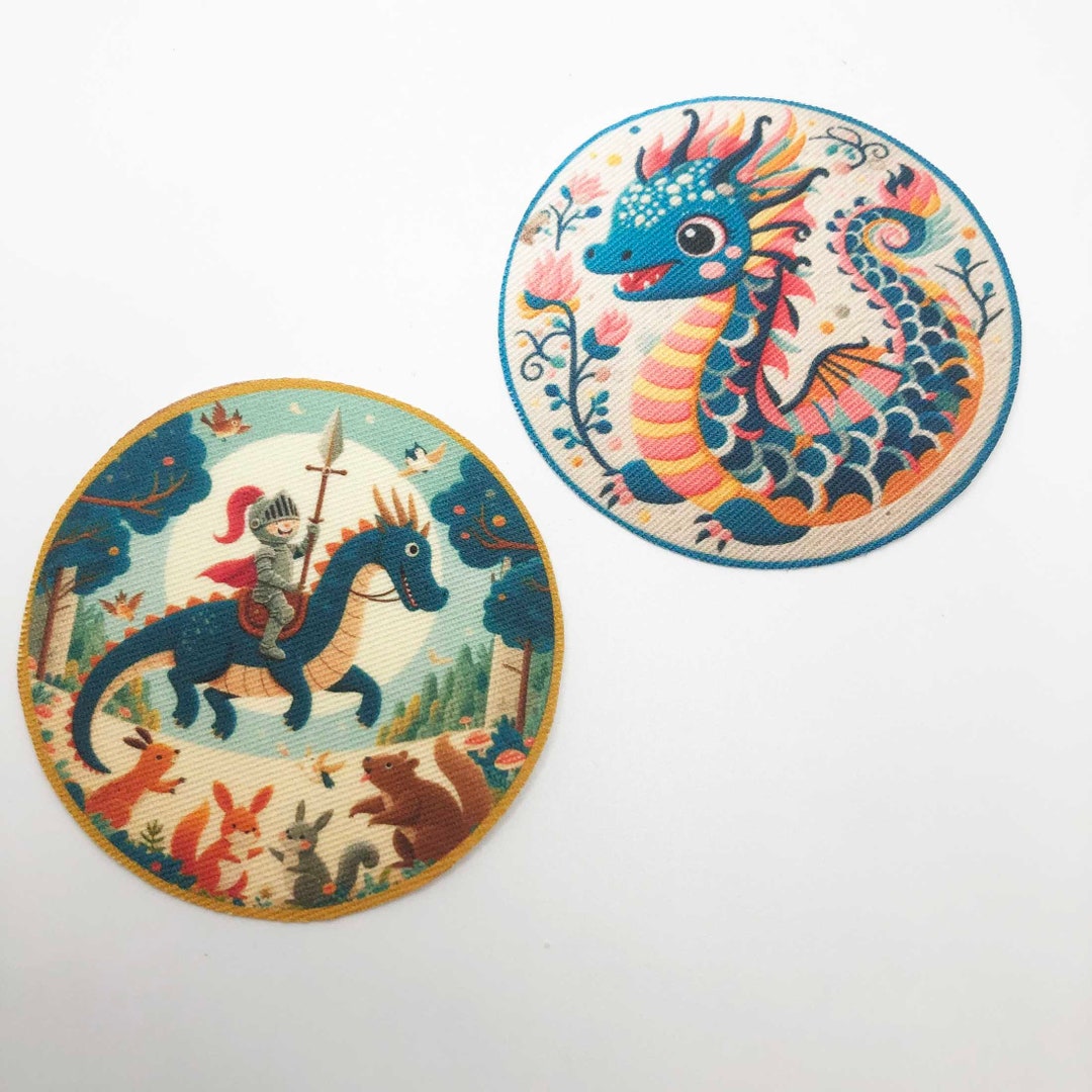 Miniature Whimsical Knight and Dragon Round Rug for Child's Room Your ...