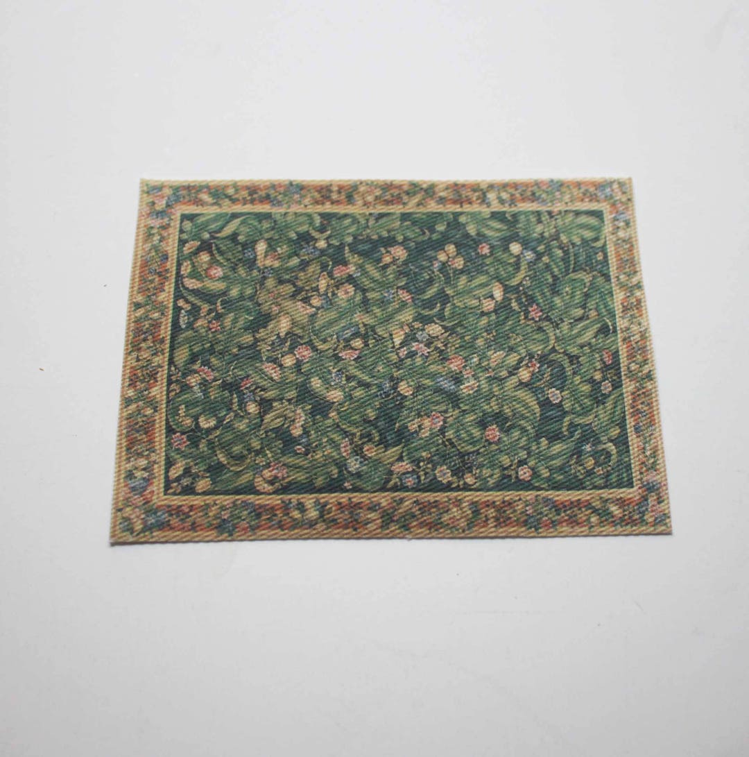 Miniature Dollhouse Rug Shades of Green Botanical in Sizes for Most ...