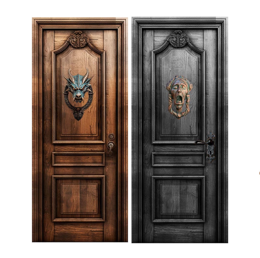 PAPER Miniature Door With Dragon or Scream Door Knocker - Etsy