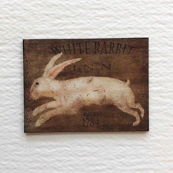 Miniature Vintage Primitive Design Sign White Rabbit Inn 1/24 - Etsy