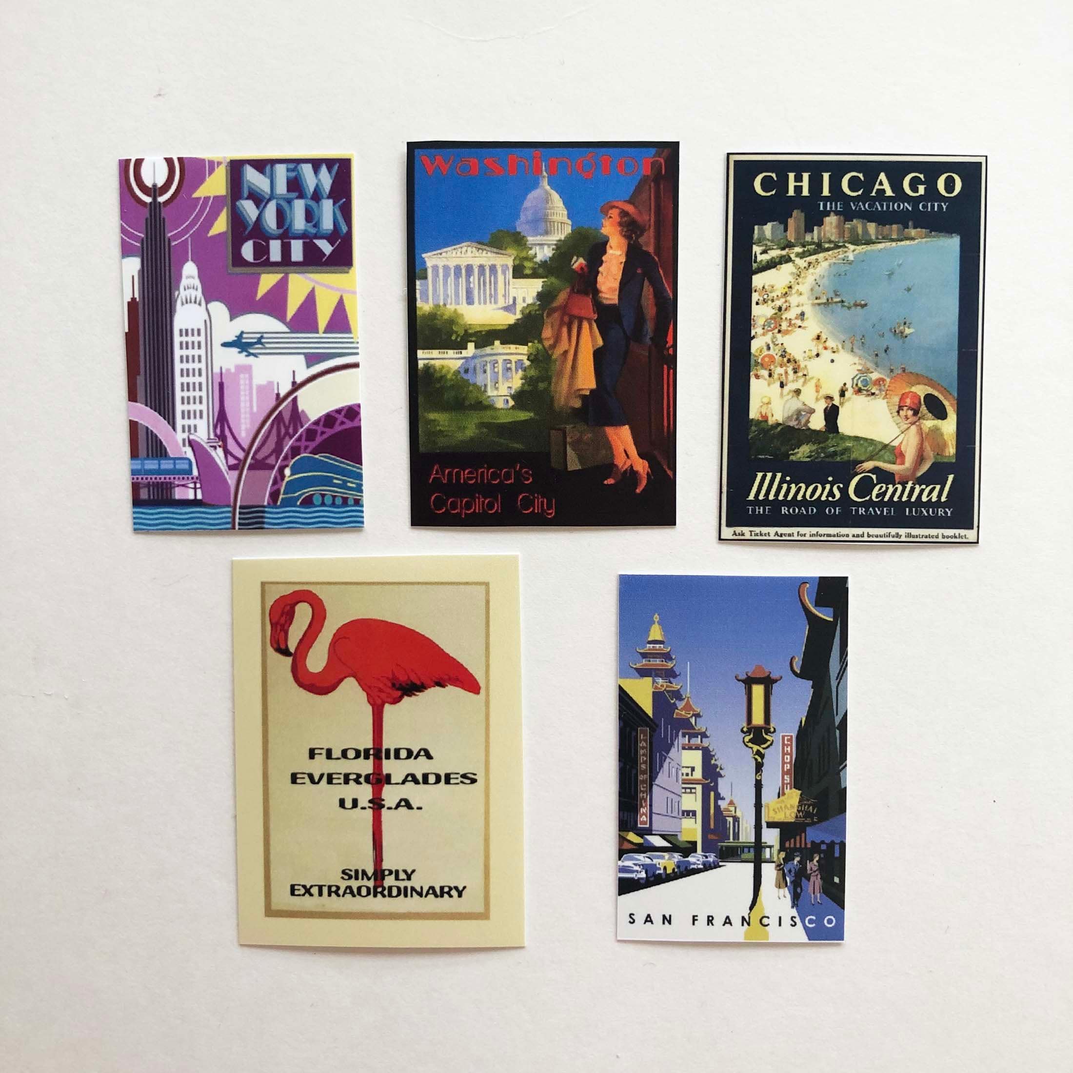 Miniature Vintage Travel USA Poster Set of 5 in Dollhouse 1/24 - Etsy