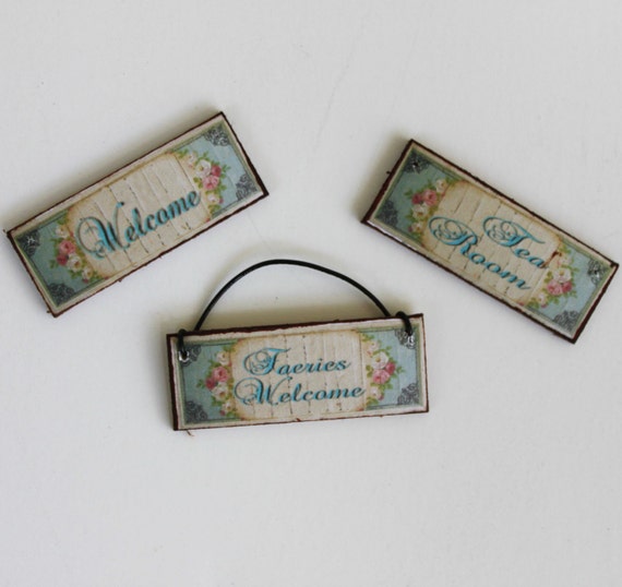 Miniature Shabby Welcome Signs Blue With Roses for 1:12 - Etsy