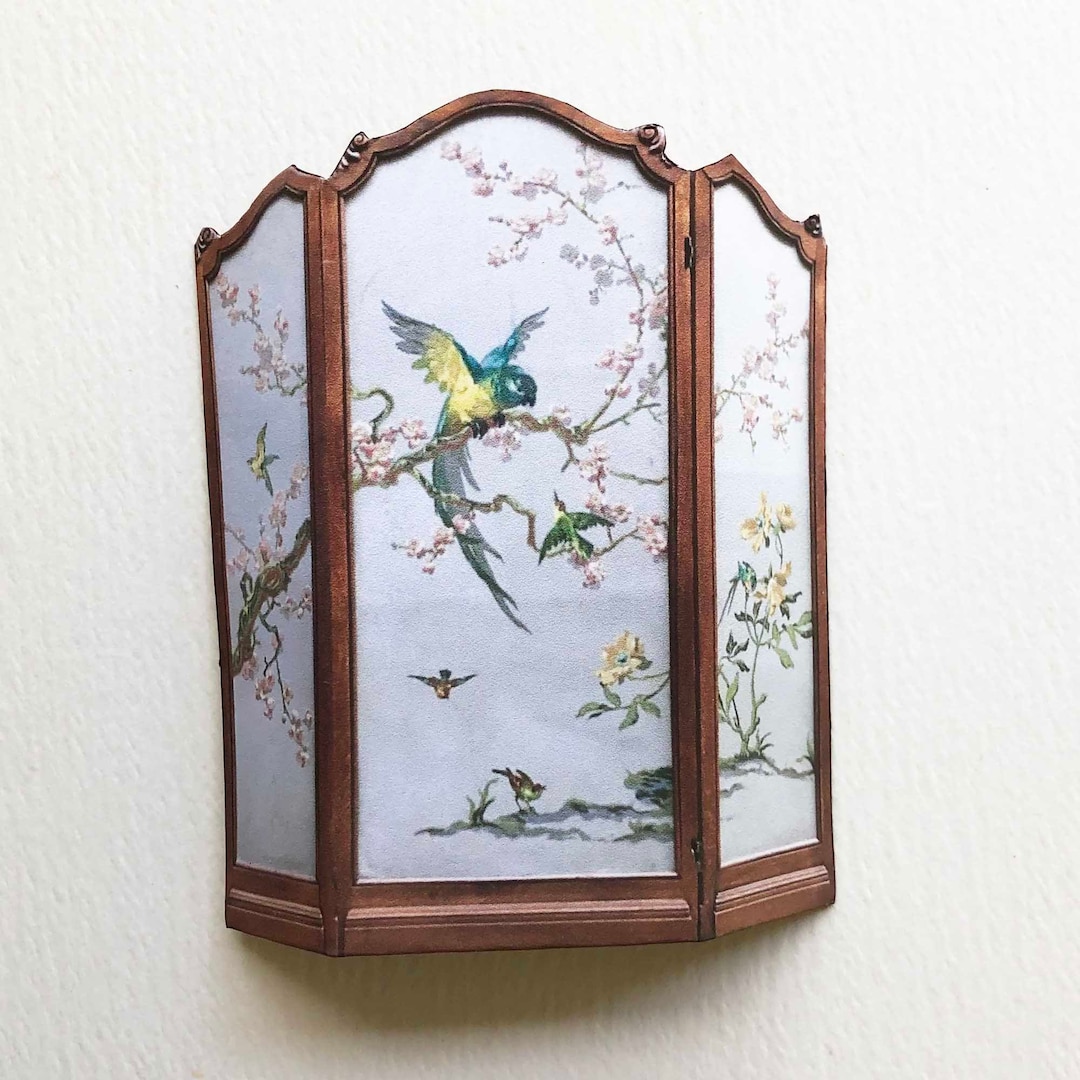 Dollhouse Miniature PAPER Dressing Screen, 1940s Reproduction, 1/12 and ...